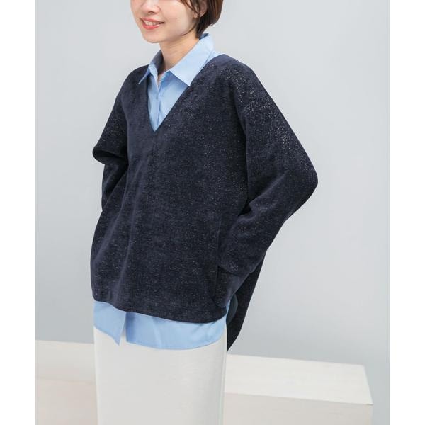 アーバンリサーチ ロッソ（URBAN RESEARCH ROSSO）/Vネックモールラメプルオーバー