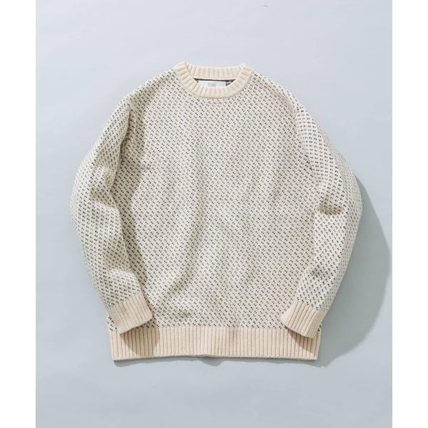 アーバンリサーチ ロッソ（URBAN RESEARCH ROSSO）/『XLサイズあり』バーズアイ柄クルーネックニット