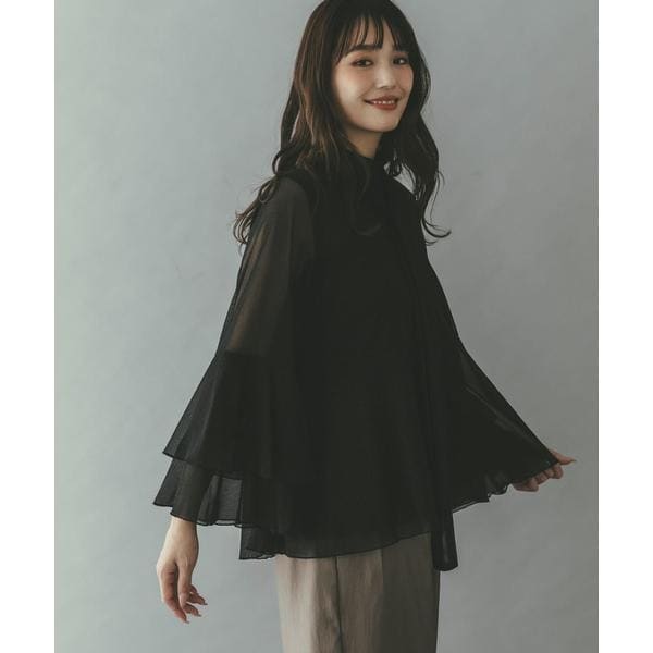 アーバンリサーチ ロッソ（URBAN RESEARCH ROSSO）/シアーラメチュールフレアスリーブブラウス