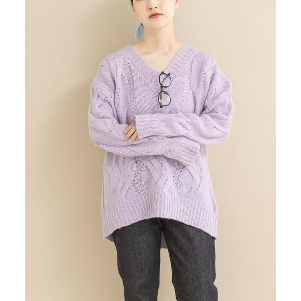 アーバンリサーチ ロッソ（URBAN RESEARCH ROSSO）/ウールカシミヤケーブル編オーバーニット