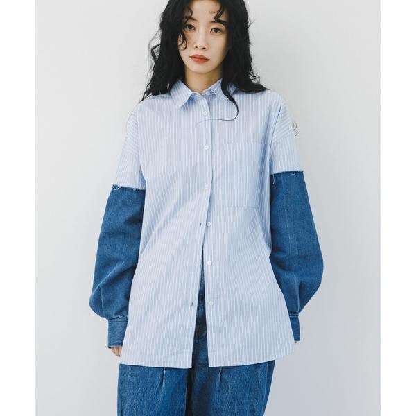 KBF（KBF）/デニムスリーブリメイクシャツ