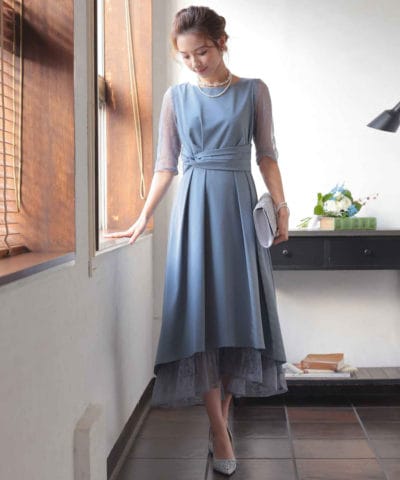 ハレモード（haremode）/結婚式・二次会・セレモニーシーン対応　ワンピース・パーティードレス　ウエストモチーフベルトドレス