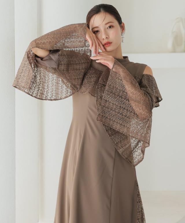 ハレモード（haremode）/結婚式・二次会・セレモニーシーン対応　ワンピース・パーティードレス　スリーブスリットマーメイドドレス