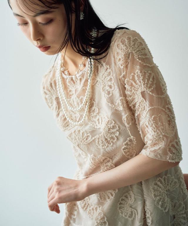 ハレモード（haremode）/結婚式・二次会・セレモニーシーン対応　ワンピース・パーティー　アーチ刺繍レースドレス