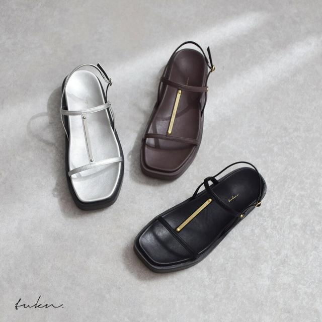 トゥクン（tukn．）/【厚底なのに軽量】2025SS新作 厚底 ストラップ サンダル メタルパーツ付き