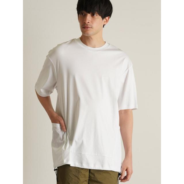 トランジション（TRANSITION）/【TRANSITION】シルケットスムース天竺ナイロンワッシャー切り?替えPK TEE