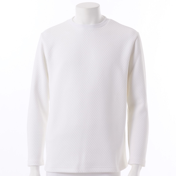 カスタムカルチャー（CUSTOM CULTURE）/【Custom Culture】キルト風ダイヤ柄ジャガードロングスリーブTシャツ ロンT