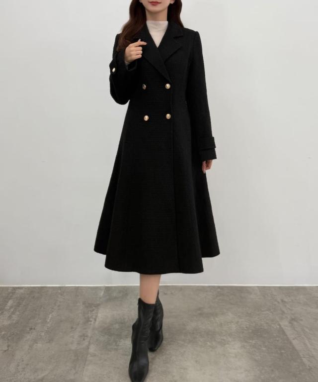 セネア（CENEA）/CENEA　ウエストシェイプツイードロングコート