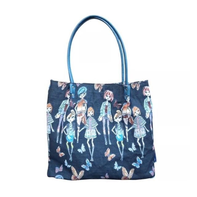 グリームサプライ（Gream Supply）/牛革付属ゴブラン風ガール柄バッグ