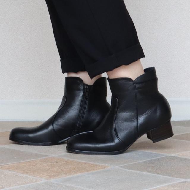 エイチエス（HS）/日本製 HS レザー プレーン ショートブーツ