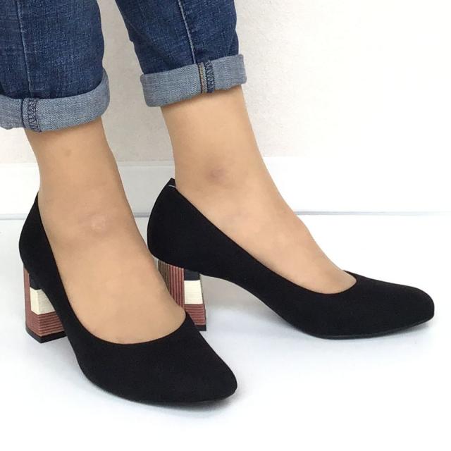 エイチエス（HS）/日本製 HS スタックヒール パンプス