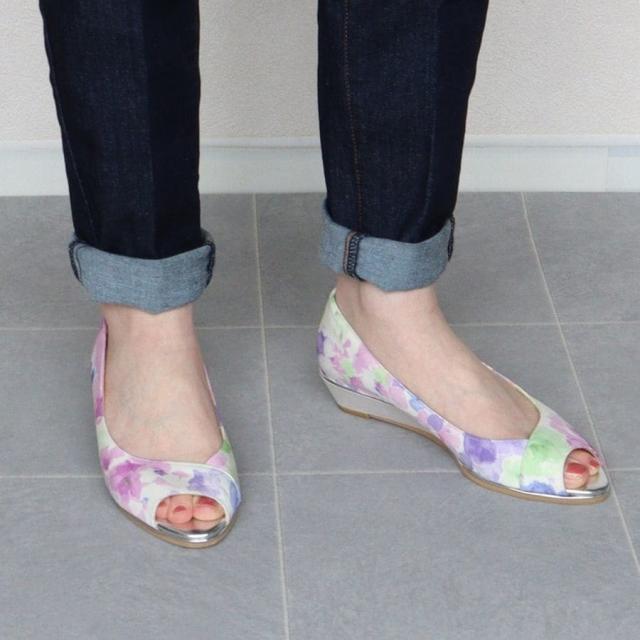 エイチエス（HS）/日本製 HS ウェッジソール オープントゥ パンプス