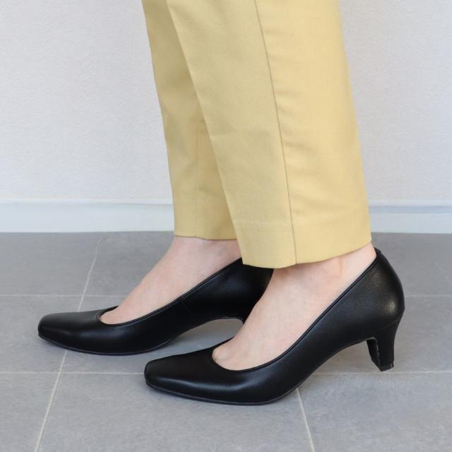 エイチエス（HS）/日本製 HS スクエアトゥ プレーン パンプス