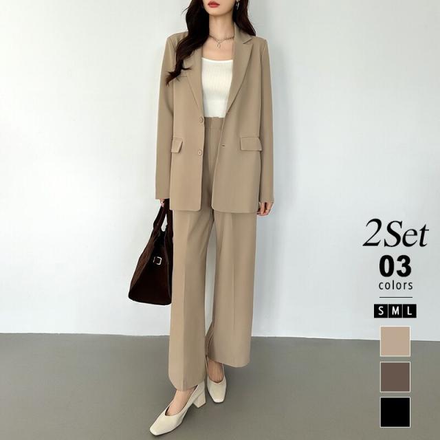 COCOMOMO（COCOMOMO）/パンツスーツセット テーラードジャケット ワイドパンツ レディース セットアップ かっこいい