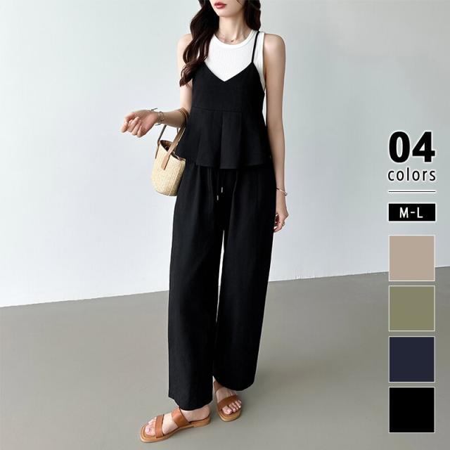 COCOMOMO（COCOMOMO）/セットアップ ペプラム キャミソール ワイドパンツ プリーツ トップス ビスチェ パンツ レディース