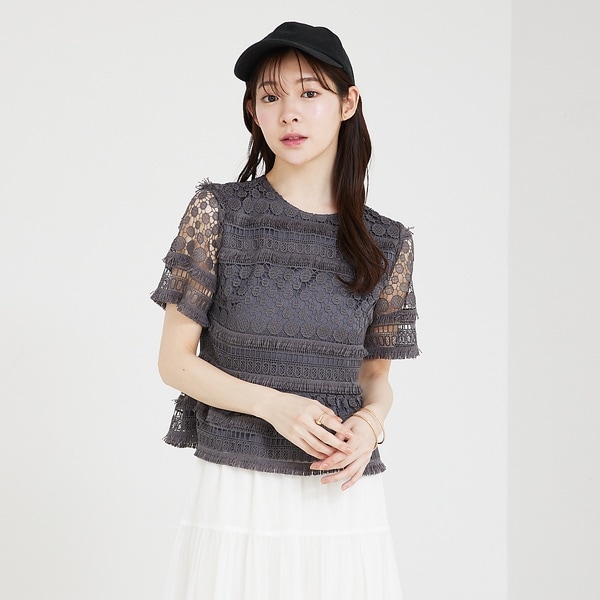 セルフィスト（SELFIST）/ケミカルレースペプラムブラウス