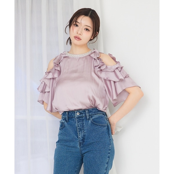 セルフィスト（SELFIST）/ショルダーオープンビジュー付フリルブラウス