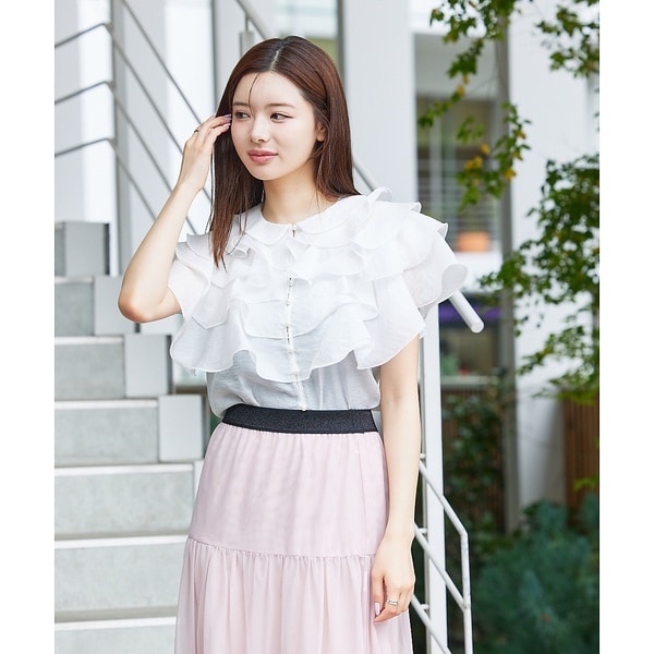 セルフィスト（SELFIST）/ラッフルフリルパールボタンブラウス