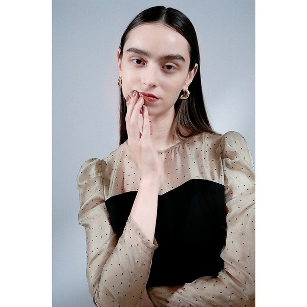 セルフィスト（SELFIST）/ドットフロッキーペプラムブラウス