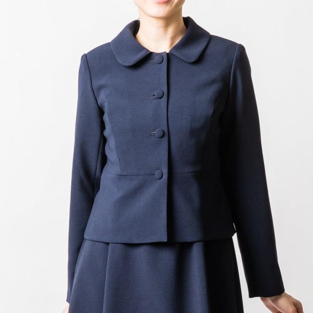 ヴィリーナ（VIRINA）/【ドラマ「フェイクマミー」着用】フォーマル・お受験スーツ/ラウンドカラージャケット（濃紺・日本製）