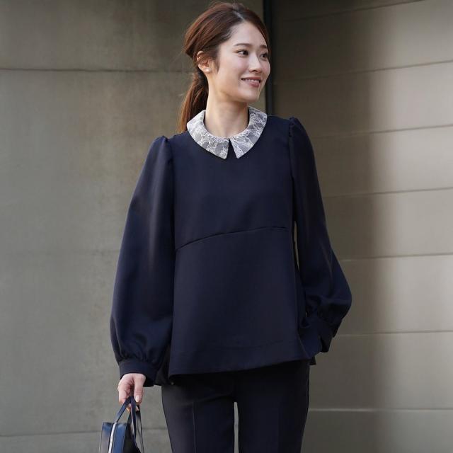 ヴィリーナ（VIRINA）/【防シワ・ストレッチ・洗える】襟取り外し可能/ラナンブラウス