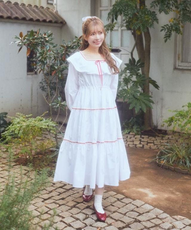 アリーム（Areeam）/配色リボンティアードワンピース