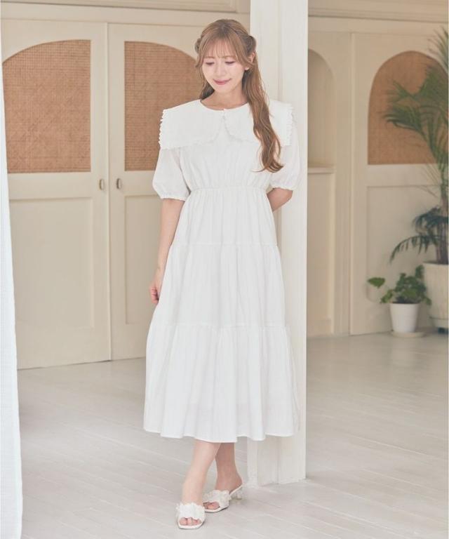 アリーム（Areeam）/スクエアカラーティアードワンピース