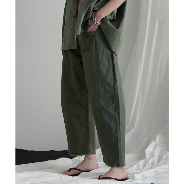 ローズバッド（ROSE BUD）/(GENE HEAVENS)リメイクライク バレルライン デニム＆ミリタリー パンツ