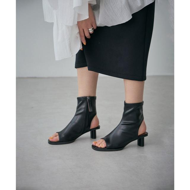 ローズバッド（ROSE BUD）/(piu comoda)ストレッチフェイクレザーオープントゥブーツ