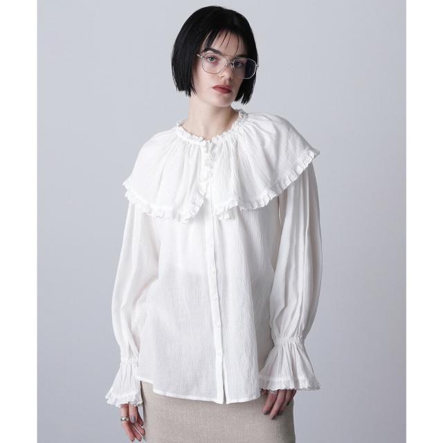 ローズバッド（ROSE BUD）/(CREOLME)フリルカラーブラウス
