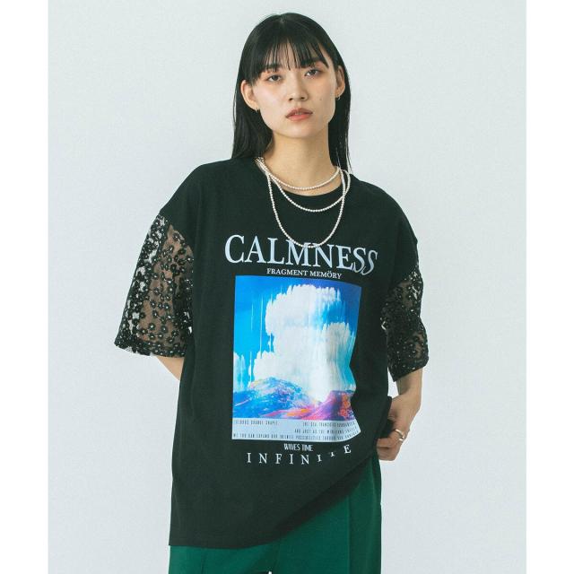 ローズバッド（ROSE BUD）/OKIRAKU×ROSEBUD/DAISY SLEEVE GRAPHIC TEE