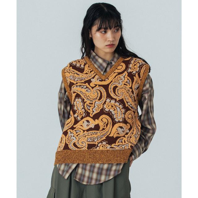 ローズバッド（ROSE BUD）/mici/PAISLEY JAQUARD KNIT VEST