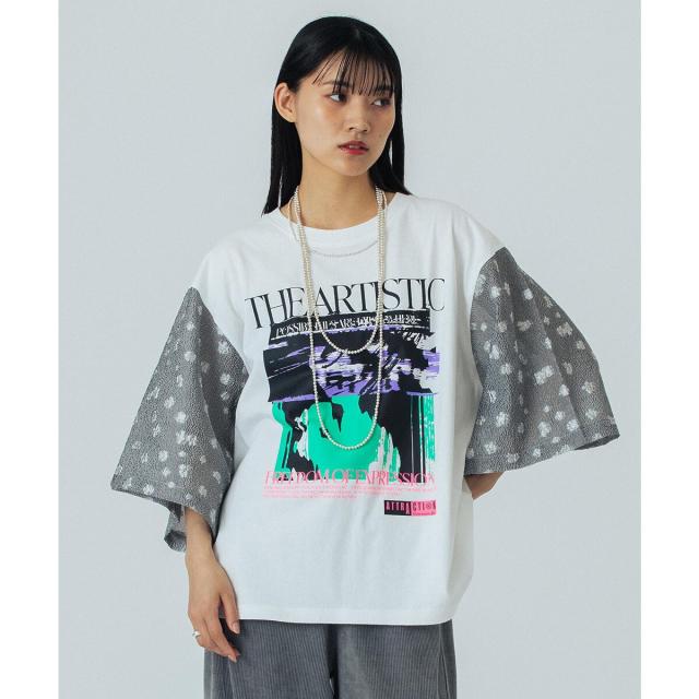 ローズバッド（ROSE BUD）/OKIRAKU×ROSEBUD/FLOWER SLEEVE GRAPHIC TOP