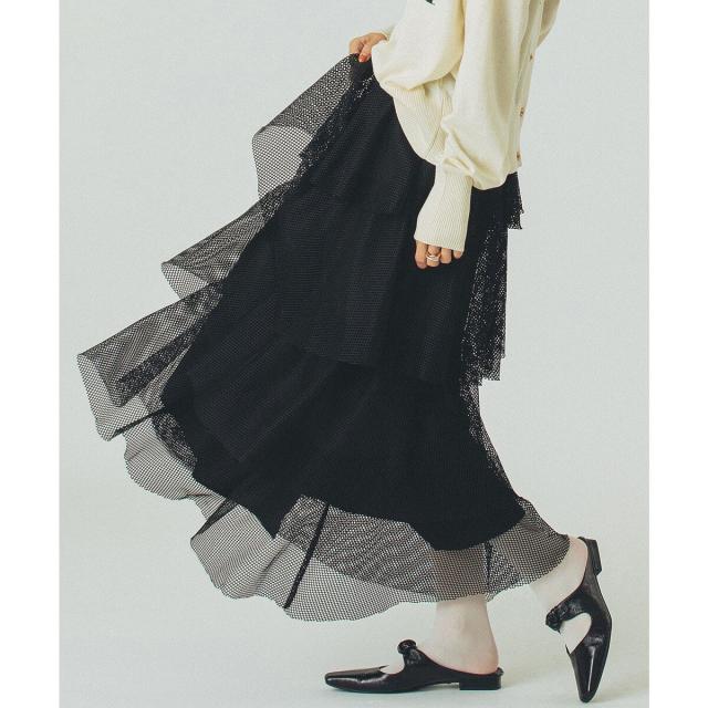 ローズバッド（ROSE BUD）/MESH TIRERD SKIRT
