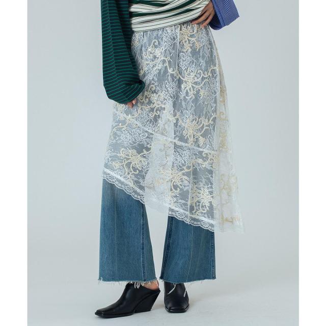 ローズバッド（ROSE BUD）/CREOLME/EMBROIDERY SHEER SKIRT