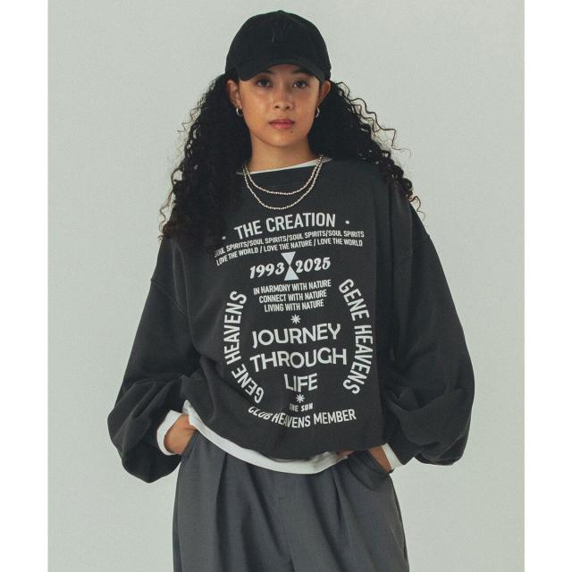 ローズバッド（ROSE BUD）/GENEHEAVENS/VOLUME SLEEVE PRINT SWEAT