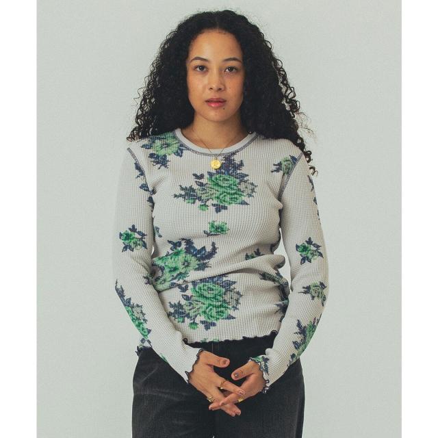 ローズバッド（ROSE BUD）/mag．byc/FLOWER PRINT WAFFLE TOP