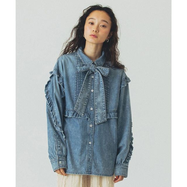 ローズバッド（ROSE BUD）/FLILL DENIM SHIRT