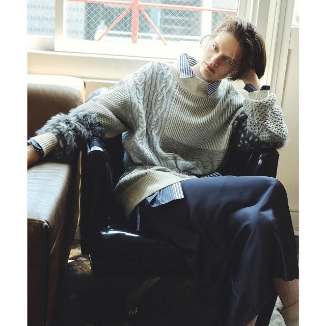 ローズバッド（ROSE BUD）/PATCHWORK KNIT TOP