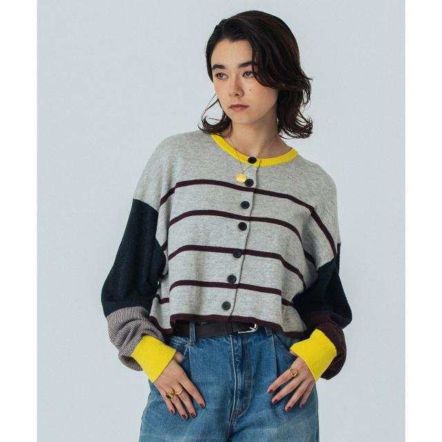 ローズバッド（ROSE BUD）/CREOLME/MULTI STRIPE KNIT CARDIGAN