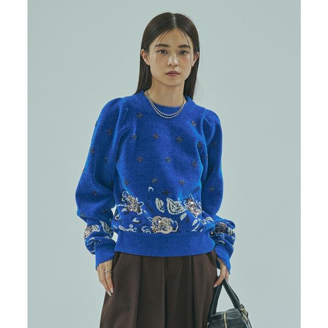 ローズバッド（ROSE BUD）/mici/BEADS and SEQUIN EMBROIDERY KNIT TOP