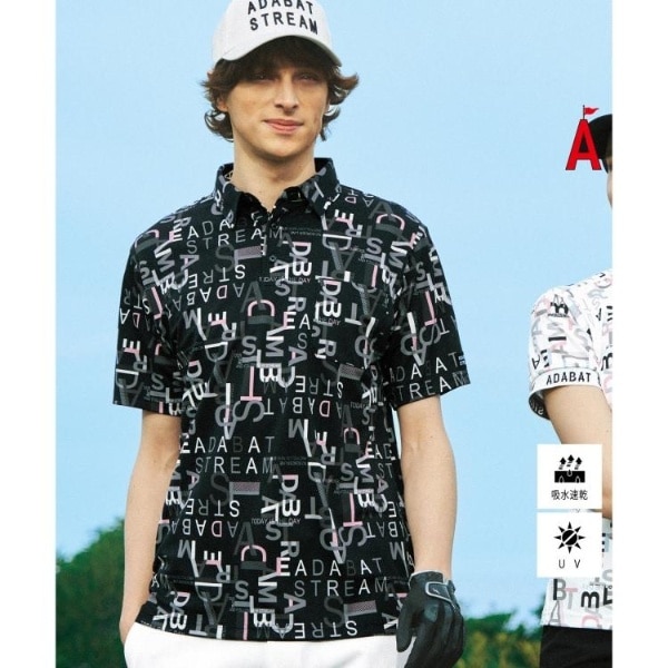 アダバットストリーム（ADABAT STREAM）/UVカット吸水速乾 タイポグラフィポロシャツ
