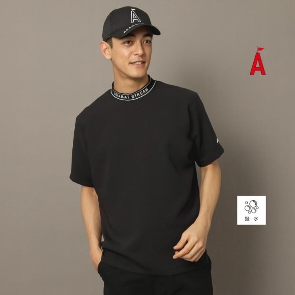 アダバットストリーム（ADABAT STREAM）/撥水加工 ロゴラインストレッチモックネックT