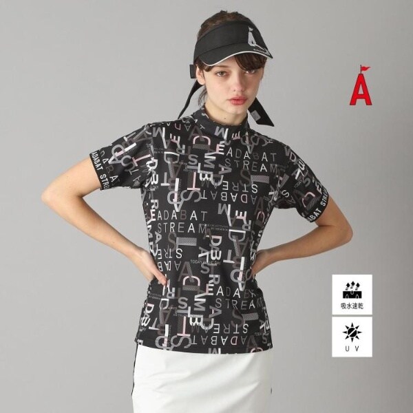 アダバットストリーム（ADABAT STREAM）/UVカット吸水速乾 タイポグラフィモックネックT
