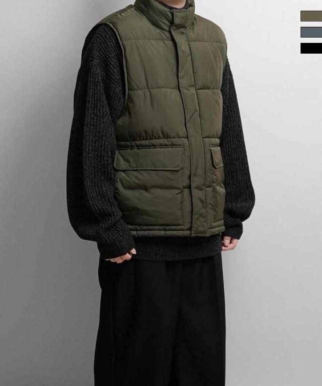 コンファーム（Confirm）/Confirm ビッグシルエット スタンドカラー ファイバーダウンベスト