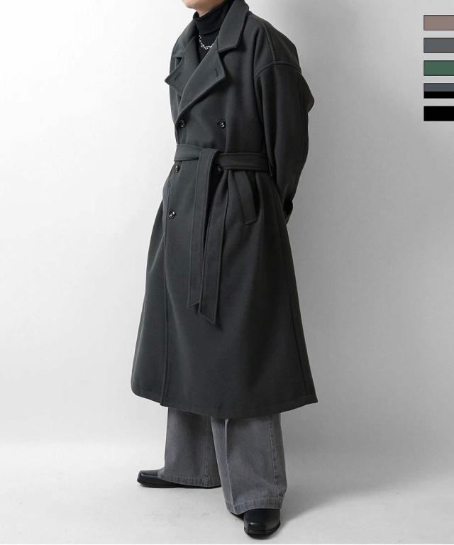 コンファーム（Confirm）/Confirm オーバーサイズ ウールライク メルトン スタンドネック ロングトレンチコート