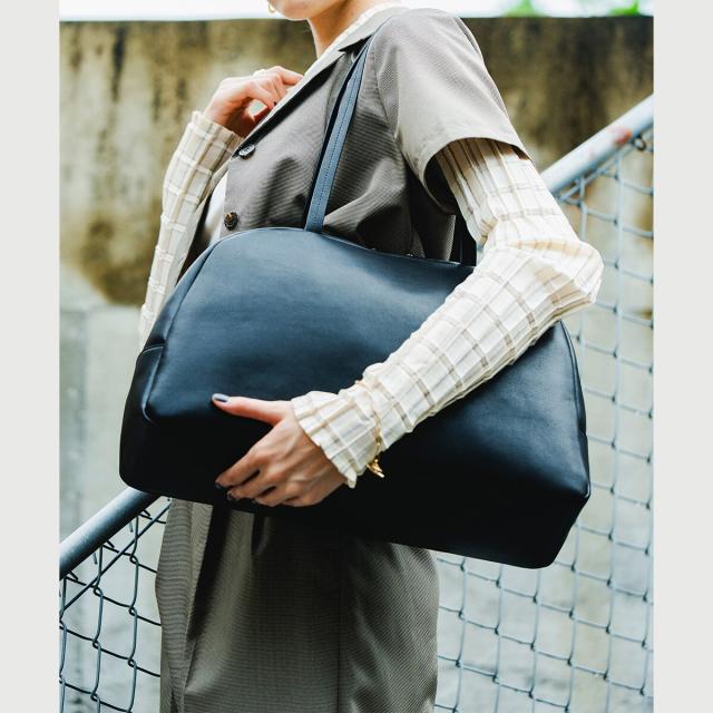 【NEW】ラマージ（LA MARGE）/【LA MARGE】【本革 / A4対応】レザー ラウンド ボストンバッグ (L)