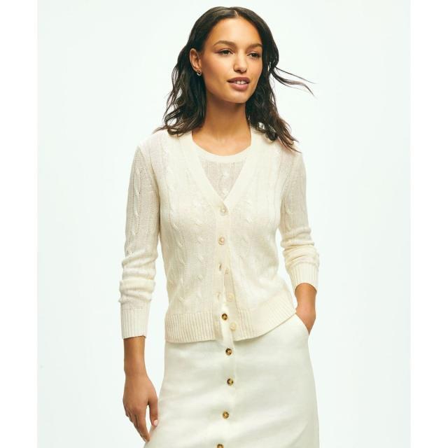 ブルックスブラザーズ（Brooks Brothers）/リネン ケーブル Vネック カーディガン