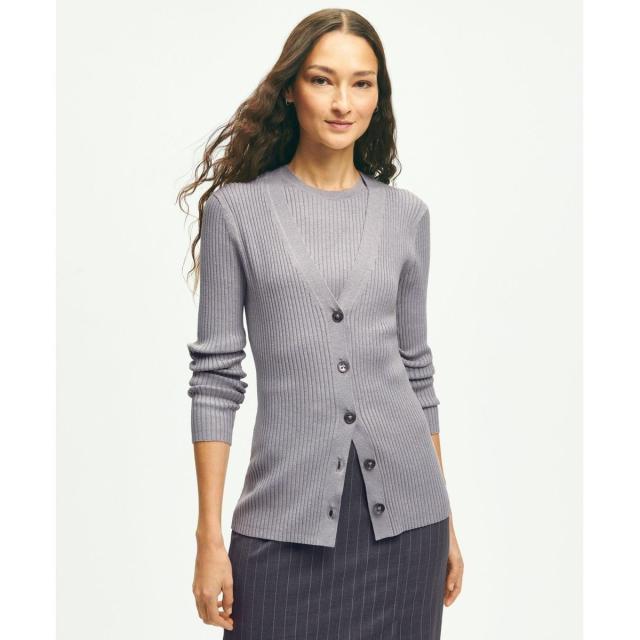 ブルックスブラザーズ（Brooks Brothers）/シルクブレンド Vネック リブカーディガン