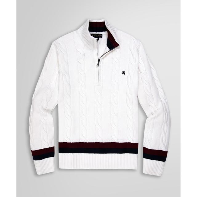 ブルックスブラザーズ（Brooks Brothers）/スーピマコットン ケーブル ハーフジップ モックネック テニスセーター